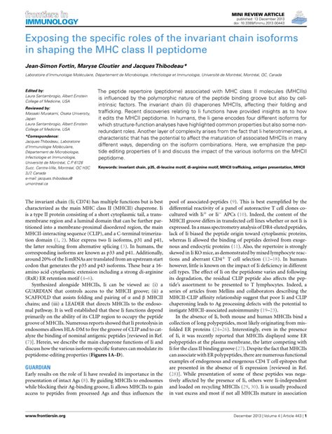 PDF Exposing The Specific Roles Of The Invariant Chain Isoforms In