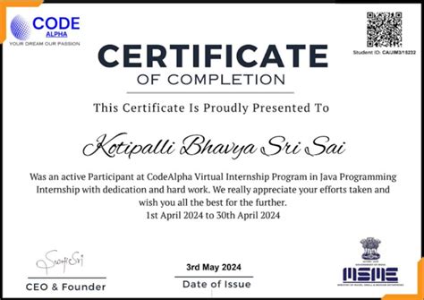 bhavya sri sai kotipalli on linkedin codealpha javaprogramming