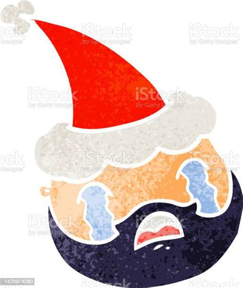 산타 모자를 쓰고 수염을 가진 남성 얼굴의 손으로 그린 복고풍 만화 귀여운에 대한 스톡 벡터 아트 및 기타 이미지 귀여운 낙서 드로잉 남자 Istock