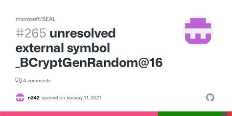 Unresolved External Symbol BCryptGenRandom 16 Issue 265 Microsoft SEAL GitHub