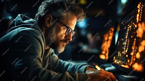Premium Ai Image Software Engineer At Work Closeup Portrait Revealing