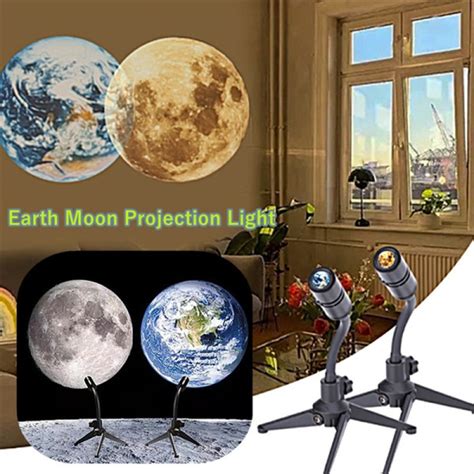 2022 New 360° Rotatable Projector Earth Moon Lamp Earth Moon Projection Lamp Earth Moon