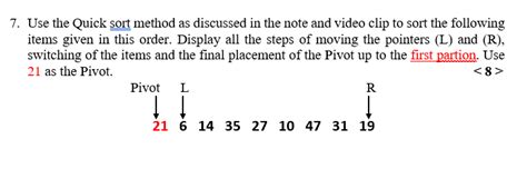 Solved Use The Quick Sort Method As Discussed In The Chegg Com