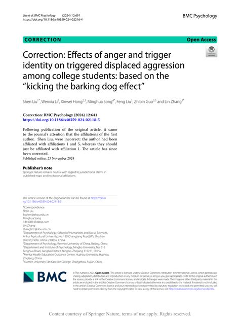 Pdf Correction Effects Of Anger And Trigger Identity On Triggered