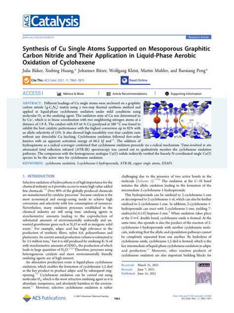Cu Single Atom On Mpg C3n4 Pdf Catalysis Chemical Reactions