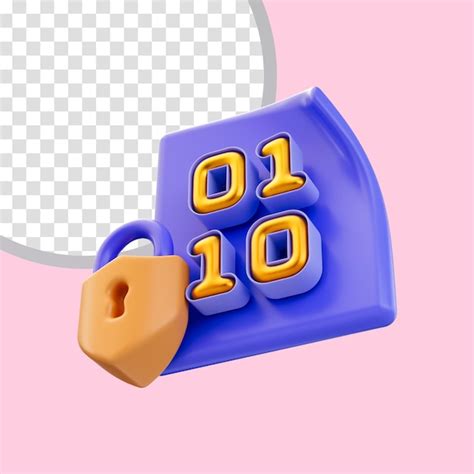 Premium Psd Binary Number Document With Lock Icon 3d Render Concept