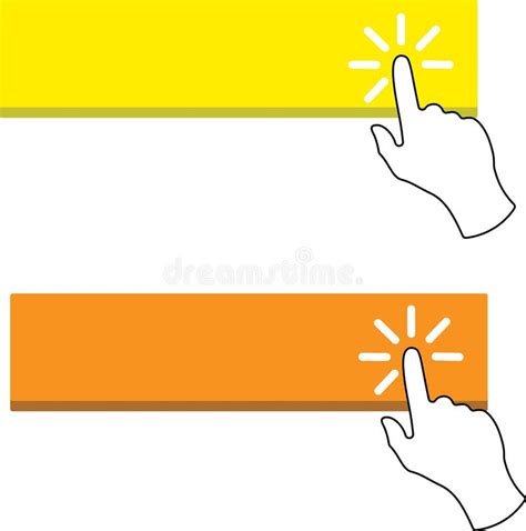 Click Here Buttons Templates Set With Hand Pointer Stock Vector