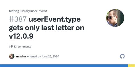 Usereventtype Gets Only Last Letter On V1209 · Issue 387 · Testing
