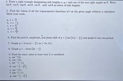 solved 4 draw a right triangle designating side lengths