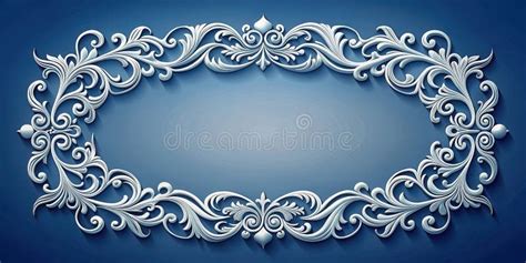 Elegant Oval Frame With Intricate White Scrollwork Design Generative Ai Stock Illustration