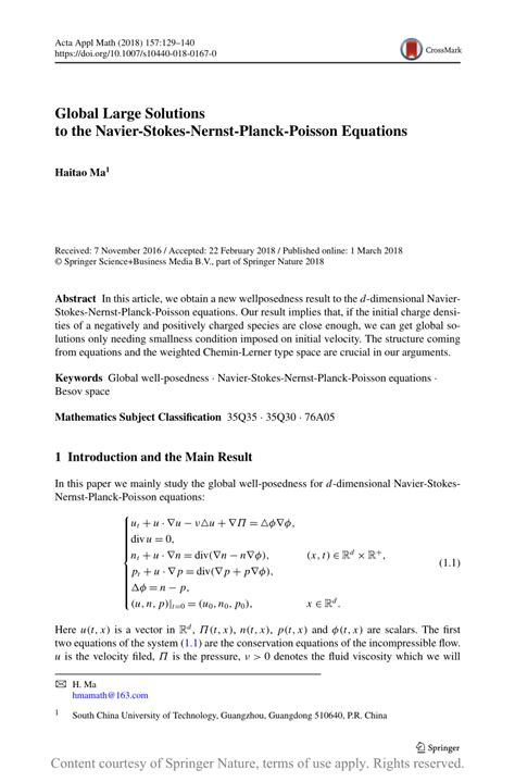 Global Large Solutions To The Navier Stokes Nernst Planck Poisson Equations