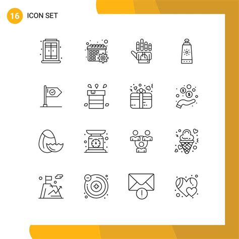 Set Of 16 Modern Ui Icons Symbols Signs For Flag Achieve Golve Success