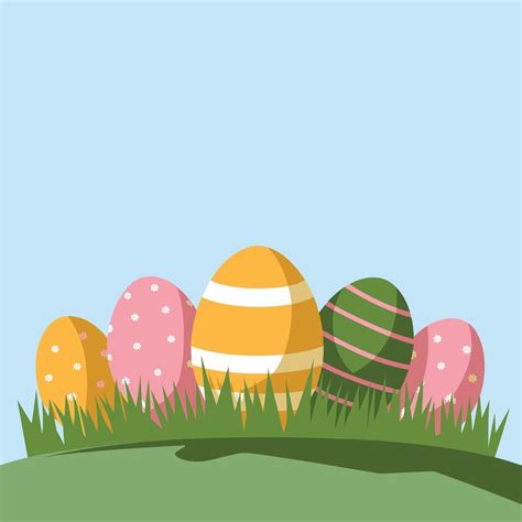 Pastel And Vibrant Easter Eggs In Soft Grass 57983896 Vector Art At