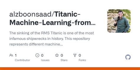 Github Alzboonsaad Titanic Machine Learning From Disaster The Sinking Of The Rms Titanic Is