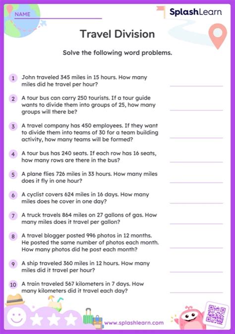 Divide 3 Digit Numbers By 2 Digit Numbers Travel Word Problems