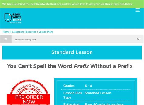 Read Write Think You Cant Spell Prefix Without A Prefix Lesson Plan