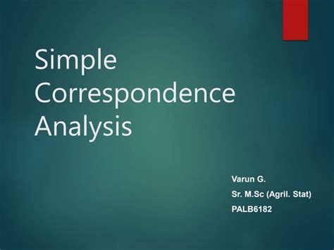 Simple Correspondence Analysis Pptx