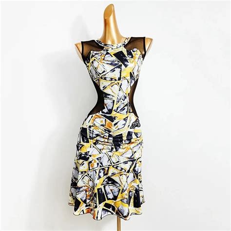 여성용 라틴 댄스 드레스 민소매 추상 슈트 연습복 섹시한 메쉬 댄스 의상 라틴어 Aliexpress