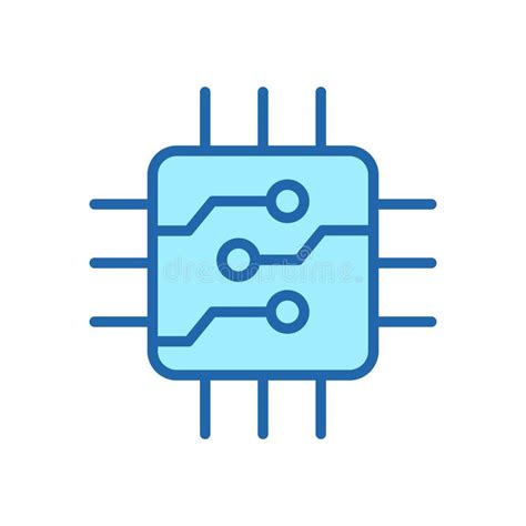 Computer Microchip Line Icon Cpu Processor Chip Pictogram Digital