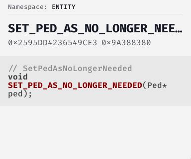 SetPedAsNoLongerNeeded FiveM Natives Cfx Re Docs