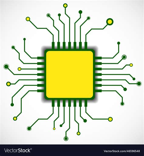 Cpu Microprocessor Isolated On White Background Vector Image