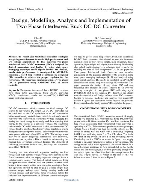 Design Modelling Analysis And Implementation Of Two Phase Interleaved Buck Dc Dc Converter Pdf