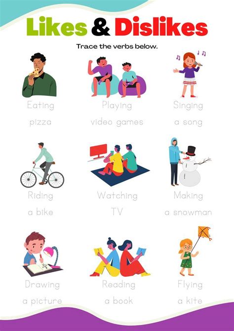 Expressing Likes And Dislikes Tracing Handout Free Social Media