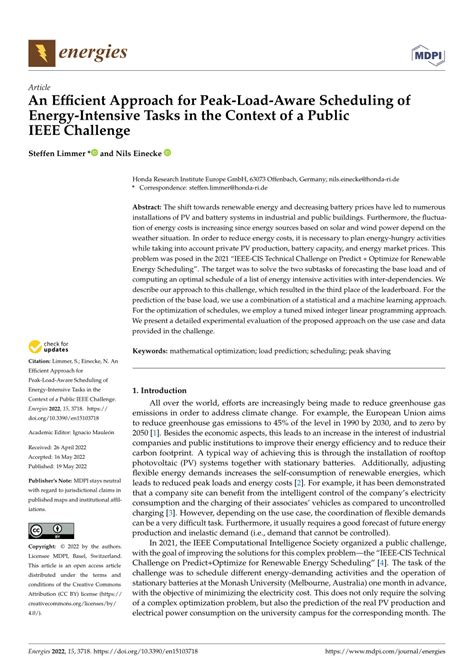 Pdf An Efficient Approach For Peak Load Aware Scheduling Of Energy Intensive Tasks In The