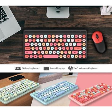 Zjtp 10 Inch Wireless Bluetooth Keyboard Mouse Set Lightweight Portable For Phone Colorful