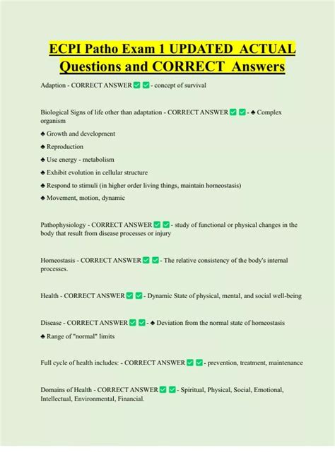 ECPI Patho Exam UPDATED ACTUAL Questions And CORRECT Answers ECPI Stuvia US