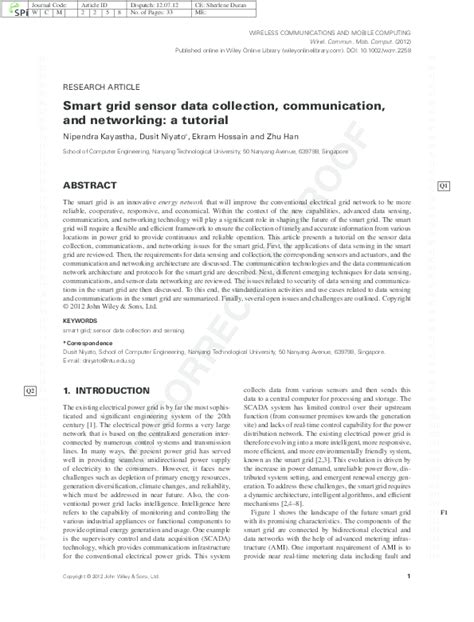 Pdf Smart Grid Sensor Data Collection Communication And Networking