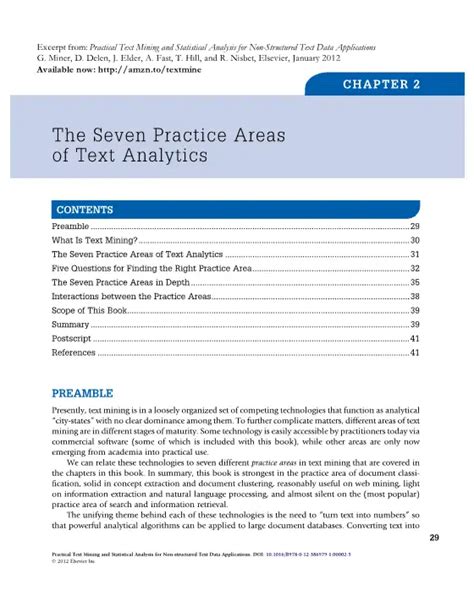 The Seven Practice Areas Of Text Analytics Docslib