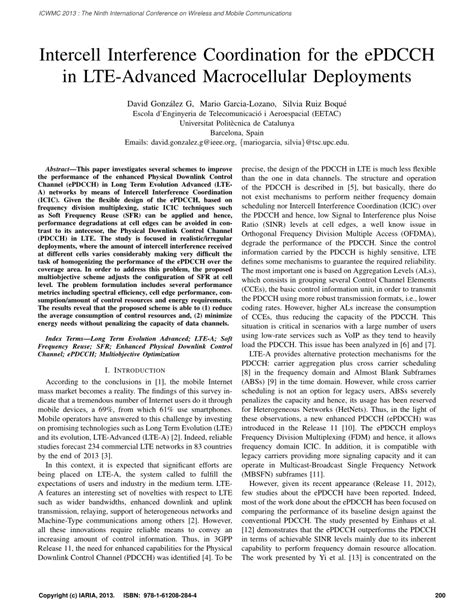 Pdf Intercell Interference Coordination For The Epdcch In Lte Advanced Macrocellular Deployments