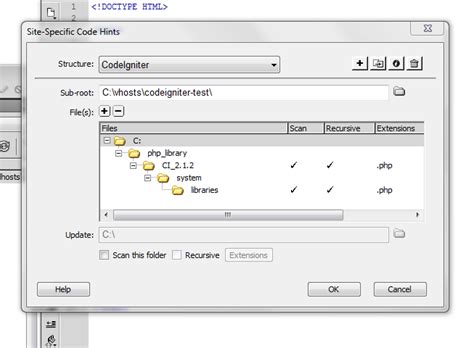 Setting Up Codeigniter In Dreamweaver Cs 55 Stack Overflow