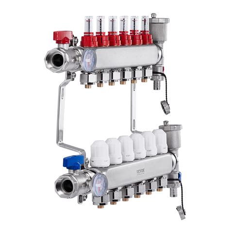 Vevor 6 Branch Radiant Heat Manifold 12 Pex Tubing Manifold
