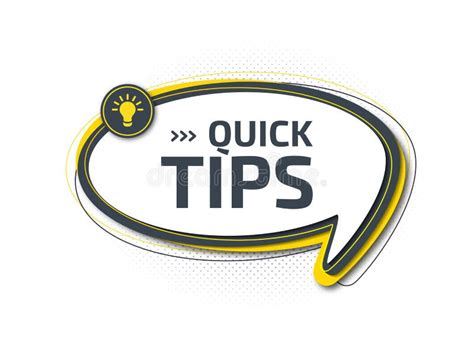 Quick Tip Banner To Helpful Tricks Speech Bubble Stock Vector