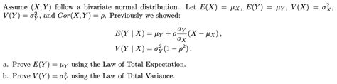 solved assume x y follow a bivariate normal distribution