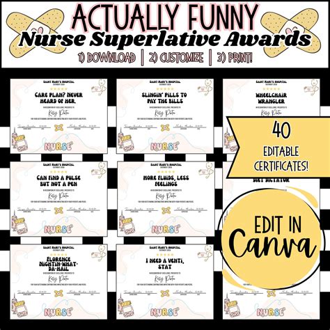 Nursing Awards Funny Editable Certificates Nursing Nurse Week Award