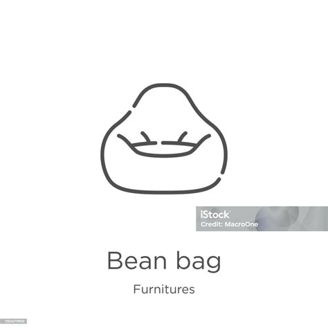 가구 컬렉션에서 콩 가방 아이콘 벡터입니다 얇은 라인 콩 가방 개요 아이콘 벡터 일러스트 레이 션입니다 웹 사이트 디자인 및 모바일 앱 개발에 대 한 개요 얇은 라인 빈