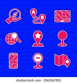 Set Map Pointer Star Stop Sign Stock Vector Royalty Free 2063367851 Shutterstock