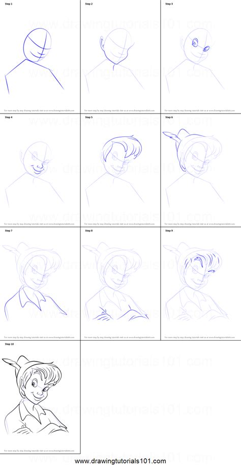 How To Draw Peter Pan Face Step By Step Printable Drawing Sheet To Print Learn How To Draw Peter