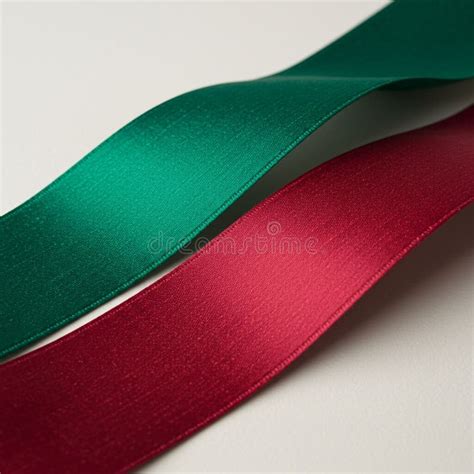 two satin ribbons are shown one in rich green and the other in deep