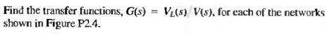 Solved Find The Transfer Functions G S Vl S V S For