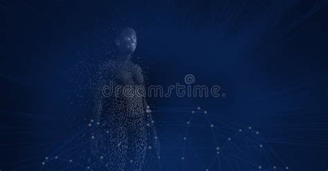Composition Of Exploding Human Body Formed With Particles Over Network