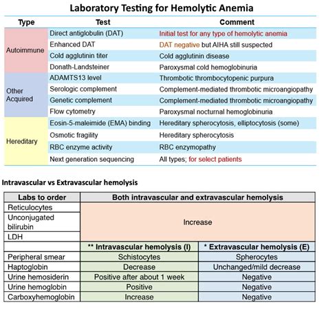 Laboratory Testing In Hemolytic Anemia Intravascular Vs Extravascular