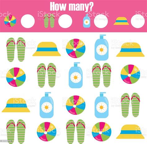 교육 어린이 게임 계산 작업 워크시트 아이 얼마나 많은 개체 수학 학습 2 3 살에 대한 스톡 벡터 아트 및 기타 이미지 2 3 살 4 5세 6 7 살 Istock