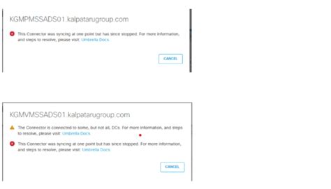 Solved Ad Connector Error On Dashboard Cisco Community