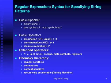 Ppt Regular Expression Syntax For Specifying String Patterns Powerpoint Presentation Id4822080