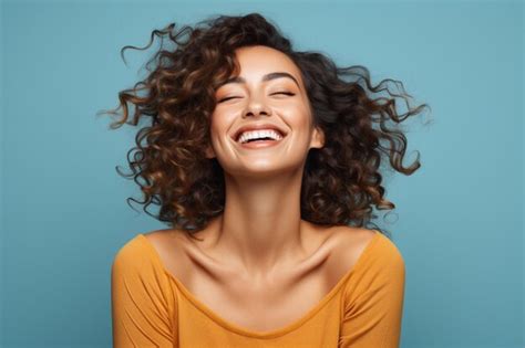 Happy Self Assured Woman On Isolated Background Premium Ai Generated