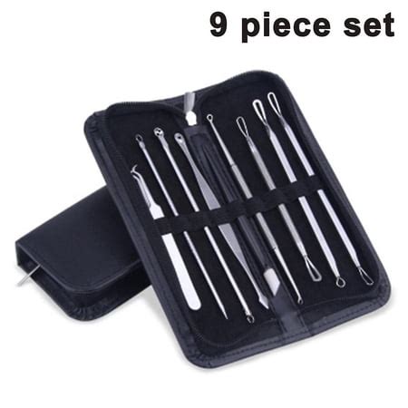 Blackhead Remover Pimple Extractor Tool 9 Pieces Stainless Steel Tweezers Plucking Acne